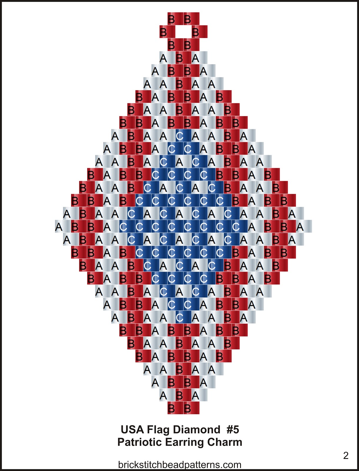 Brick Stitch Bead Patterns Journal: USA Flag Diamond #5 Brick Stitch ...