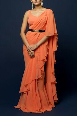 Dressfashionhub: Latest stylish ruffle Saree designs with stylish blouse