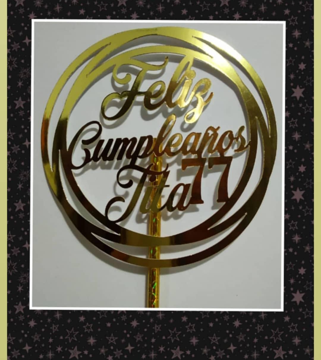Topper Metalizado Redondo Feliz Cumpleaños Tita 77 - Mis Toppers Tus ...