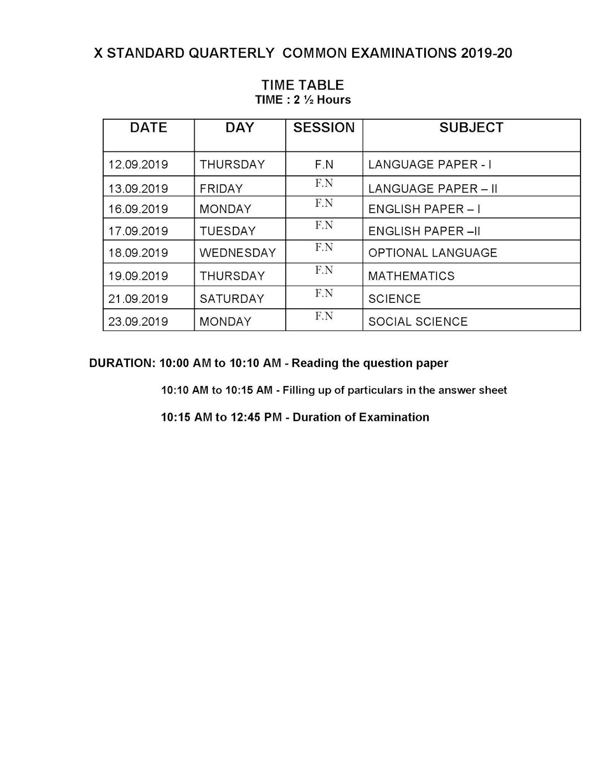 QUARTERLY TIME TABLE SSLC ,PLUS ONE ,PLUS TWO | TAMILNADU TEACHER ...