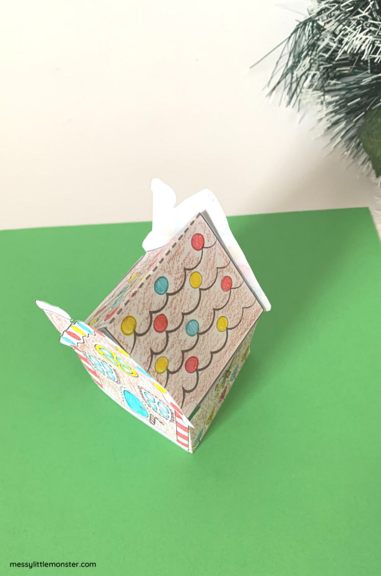 Paper Gingerbread House (template included) - Messy Little Monster