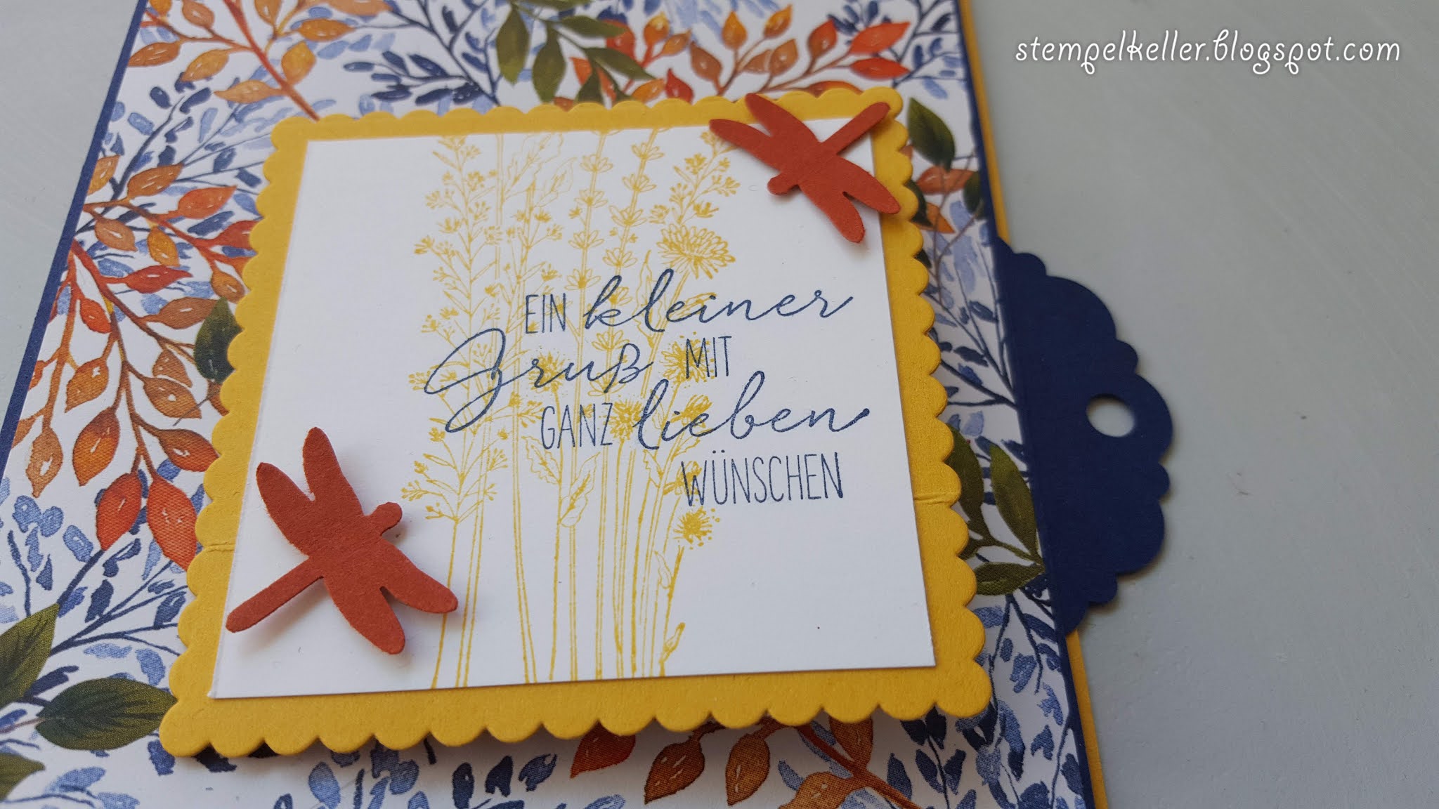 Stempelkeller: Pull Tab Flap Card - Libellengarten