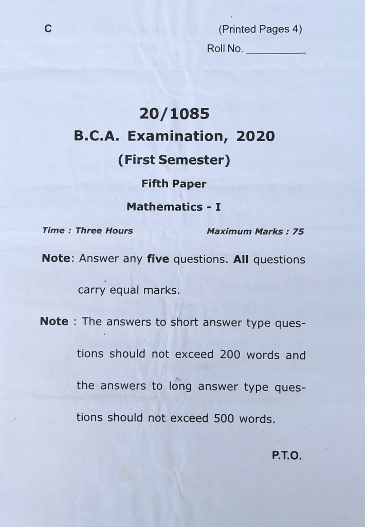 MGKVP BCA QUESTION PAPERS