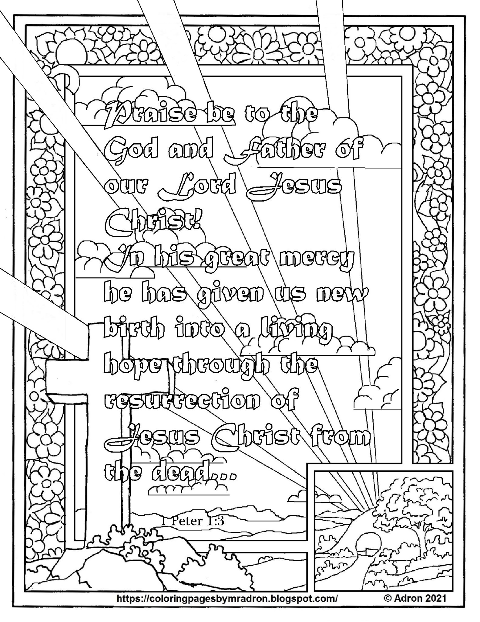 Coloring Pages for Kids by Mr. Adron: Free 1 Peter 1:3 Easter Coloring ...