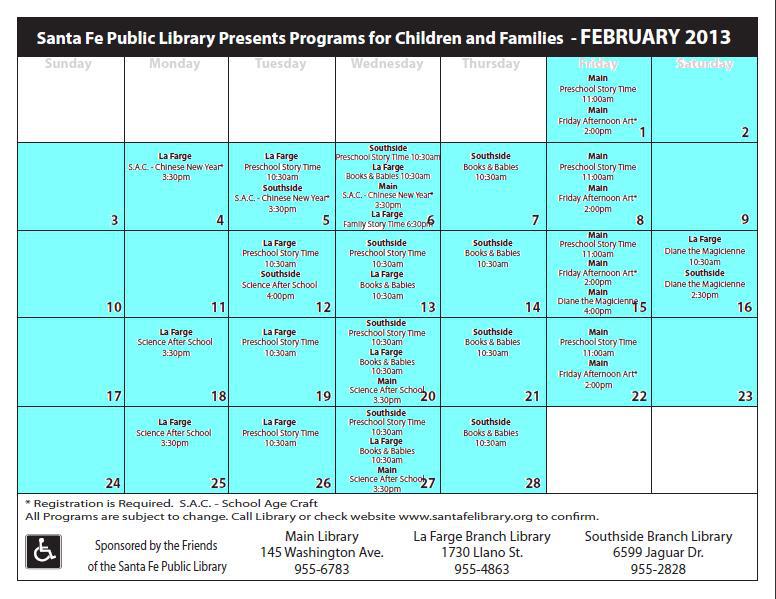 Icarus... the Santa Fe Public Library Blog: Children's Events for February