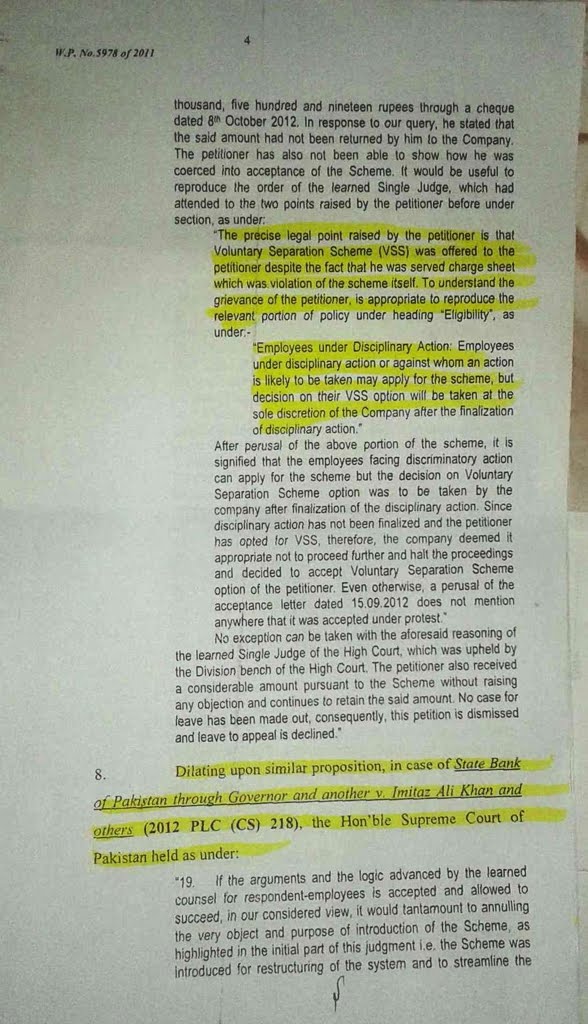 : LHC verdicts regarding non increase of pension to the VSS optees and ...