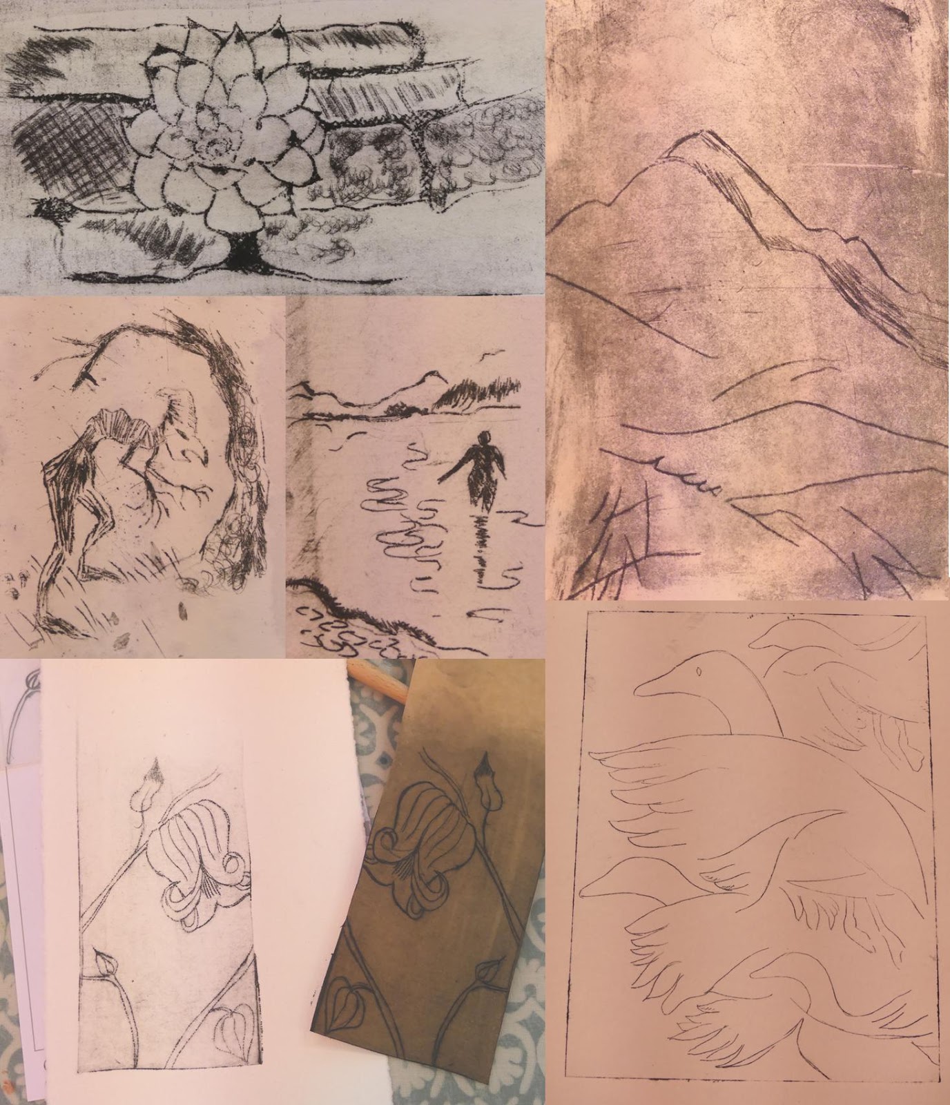 Julia Garner : Drypoint etching using recycled materials