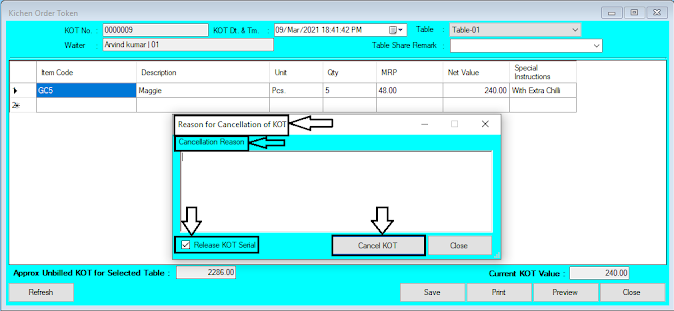 Kitchen Order Token (KOT) Help Guide