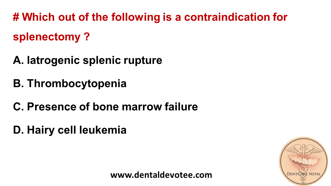 Dentosphere : World of Dentistry: Contraindication for splenectomy