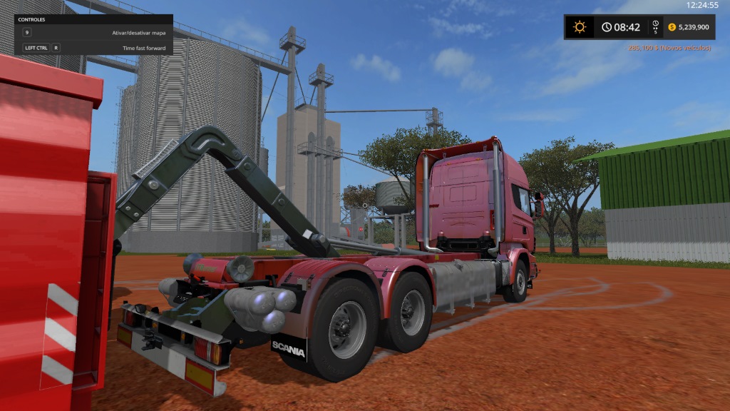 Farming Simulator Sul: SCANIA V8 HKL WITH RAIL TRAILER V1.0.2.0