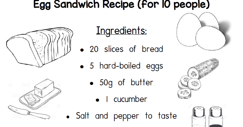 Passionate Teacher Tools: Text 7 - Egg Sandwich Recipe (With Suggested ...
