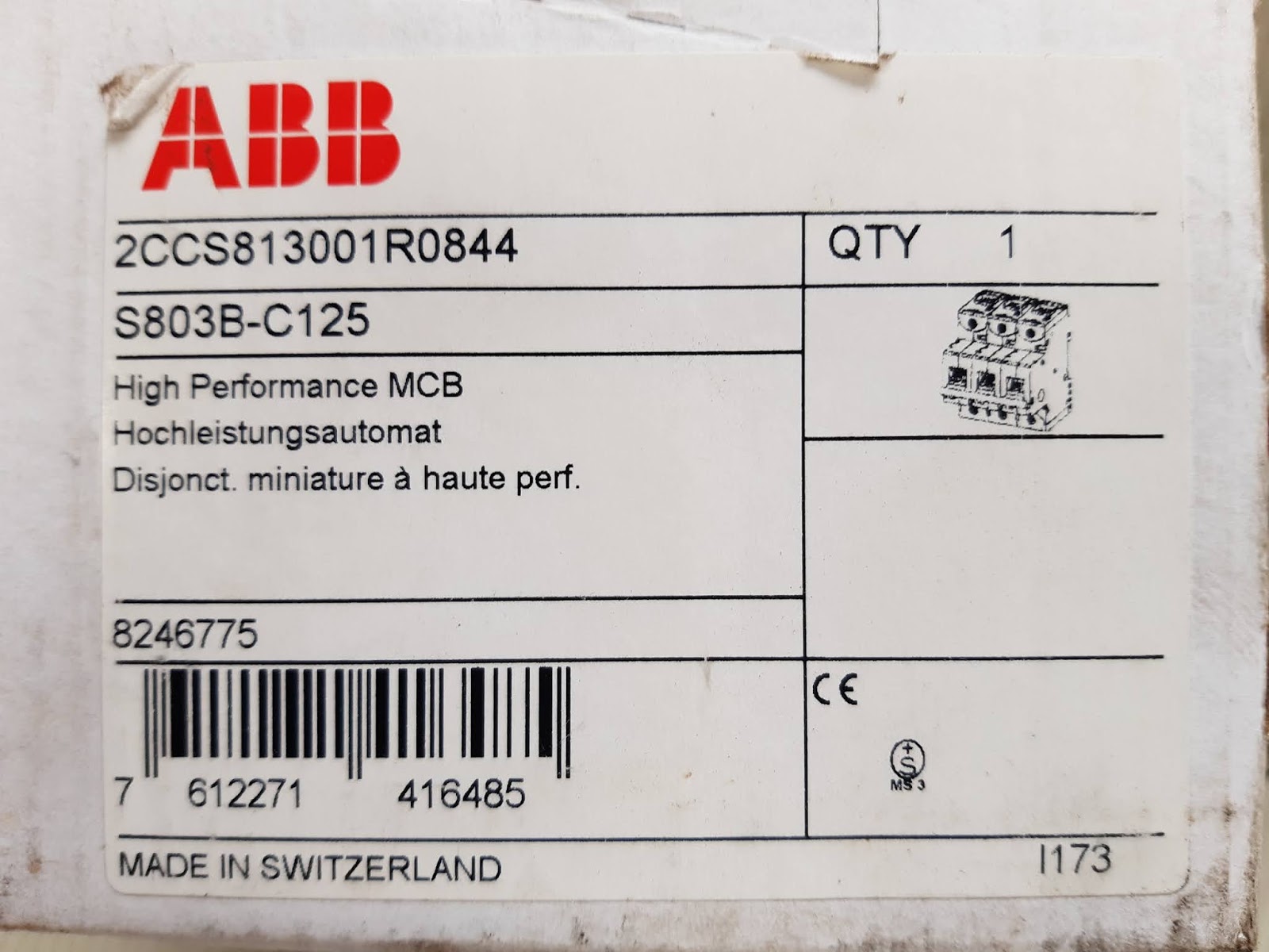 ABB S803B-C125 HIGH PERFORMANCE MINIATURE CIRCUIT BREAKER(MCB) - Aeliya Marine