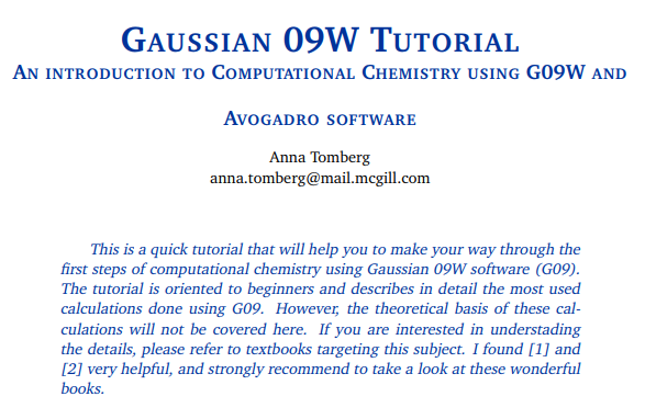 The Gaussian09 Tutorial