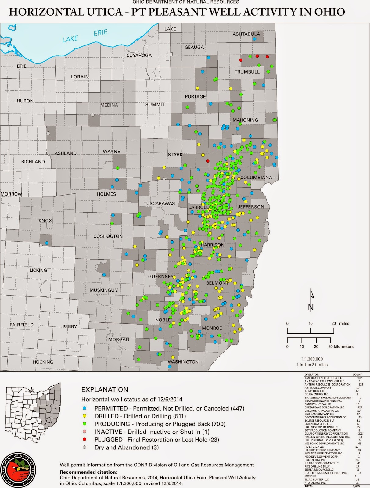 Ohio DNR Posts Latest Utica and Marcellus Shale Activity Maps