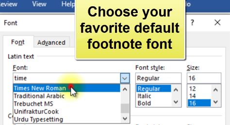 How to change MS Word footnote default font? | Encywiki