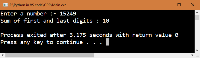 Program In C And C To Find Sum Of First And Last Digits Of A Given Number