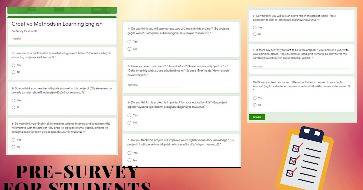 Pre-surveys Questions and Results