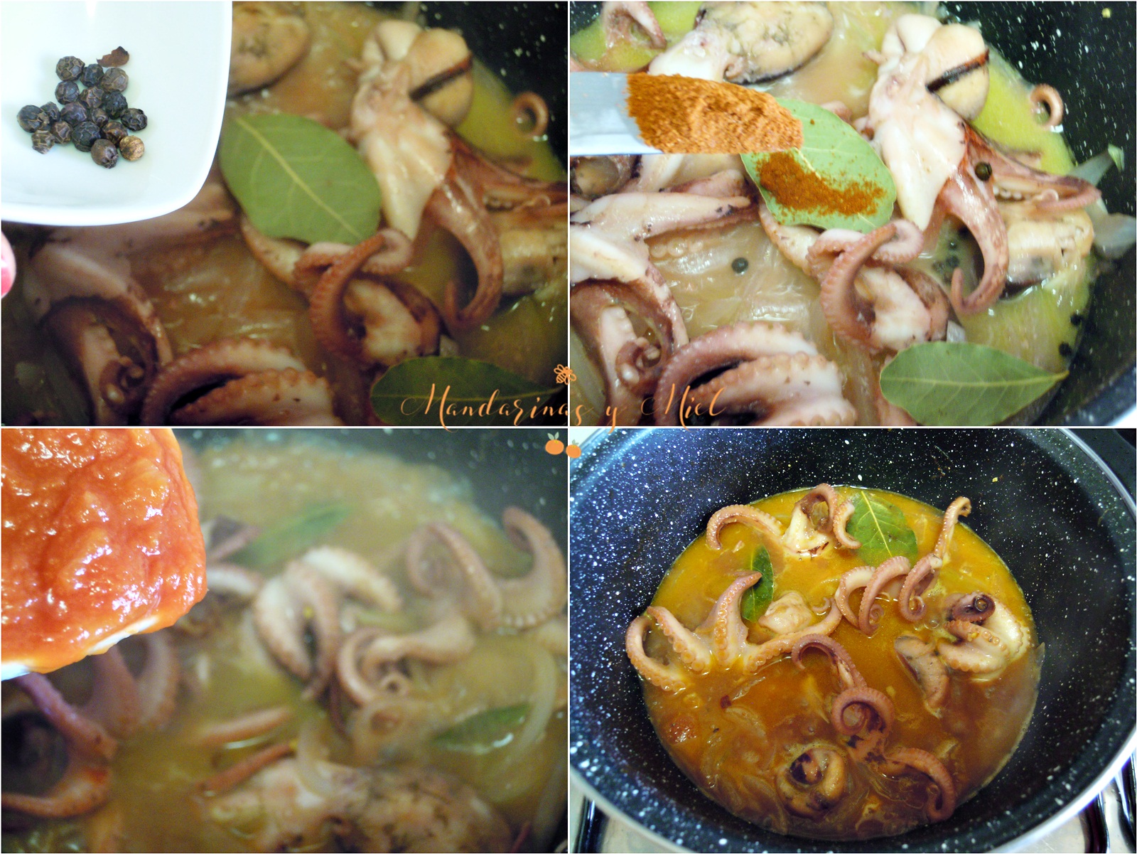 Pulpitos estofados en su salsa | Mandarinas y miel