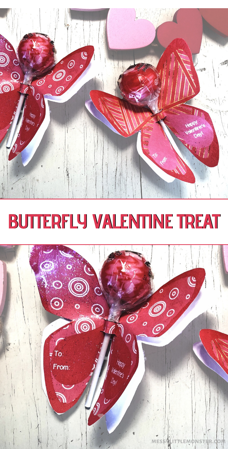 Printable Butterfly Valentine Treat - Messy Little Monster