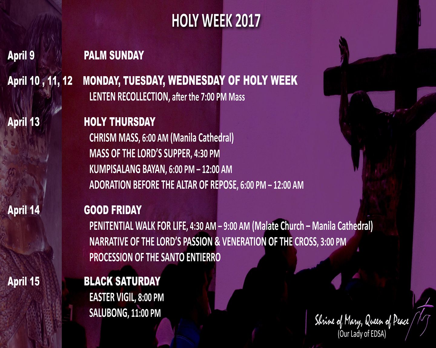 Manila Shopper: Holy Week & Lenten 2017 Church Activities
