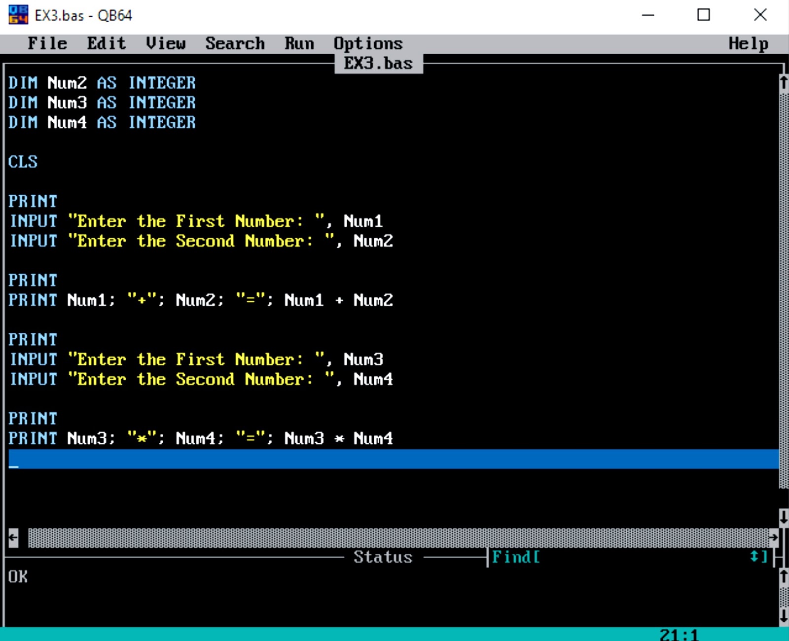 QBASIC TUTORIAL 6 - User Input ~ ELITCODE - Learning Starts Here QBASIC TUTORIAL 6 - User Input ~ ELITCODE - Learning Starts Here