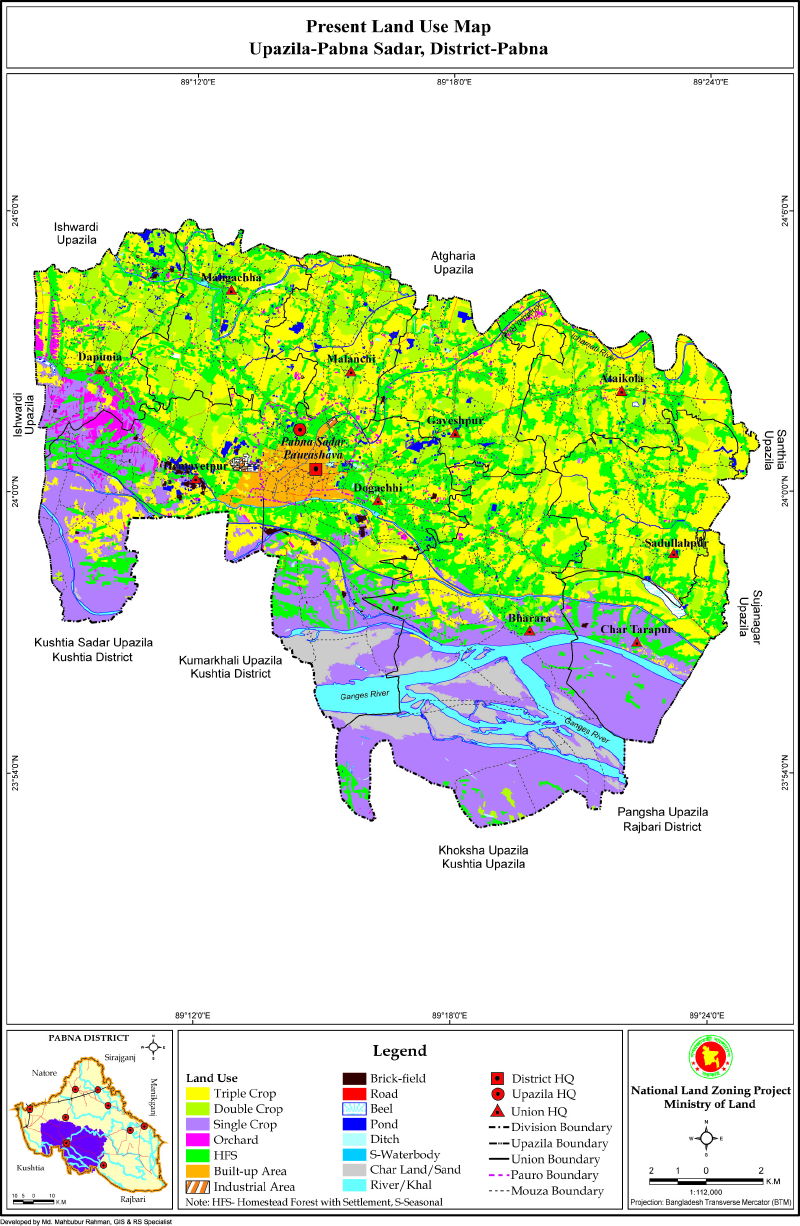 Mouza & Land Use Maps of Pabna Sadar Upazila, Pabna, Bangladesh ...
