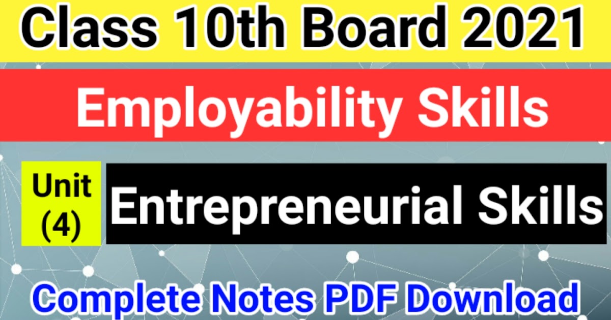 Entrepreneurial Skills Class 10 Notes PDF