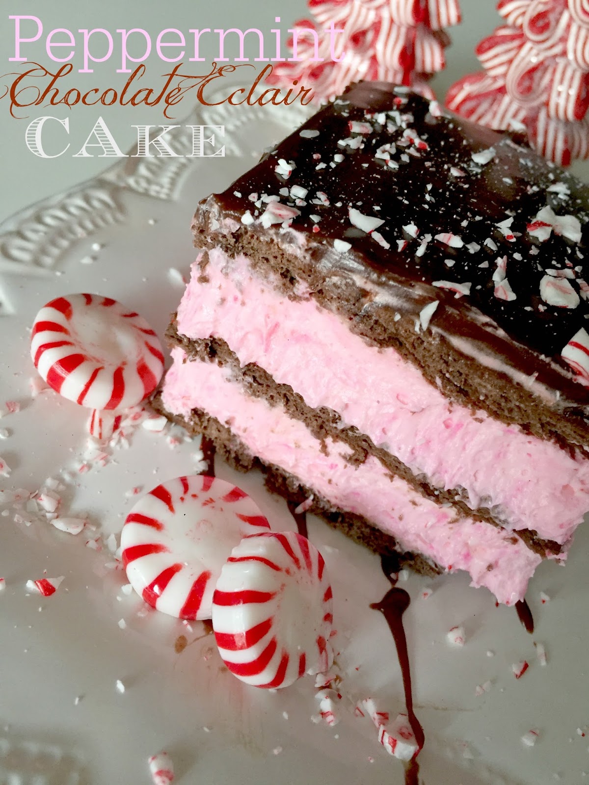 Peppermint Chocolate Eclair Cake - Purple Chocolat Home