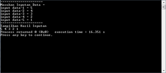 Contoh Program C++ Array Dimensi 1 Menginputkan