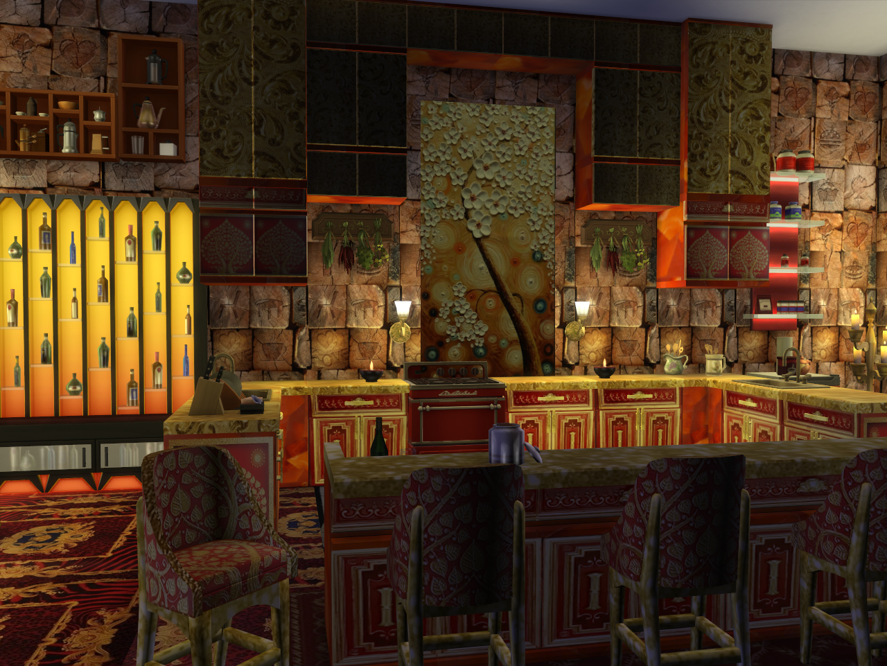 Anna Quinn Stories: Red Royalty Kitchen Set For SIMS 4