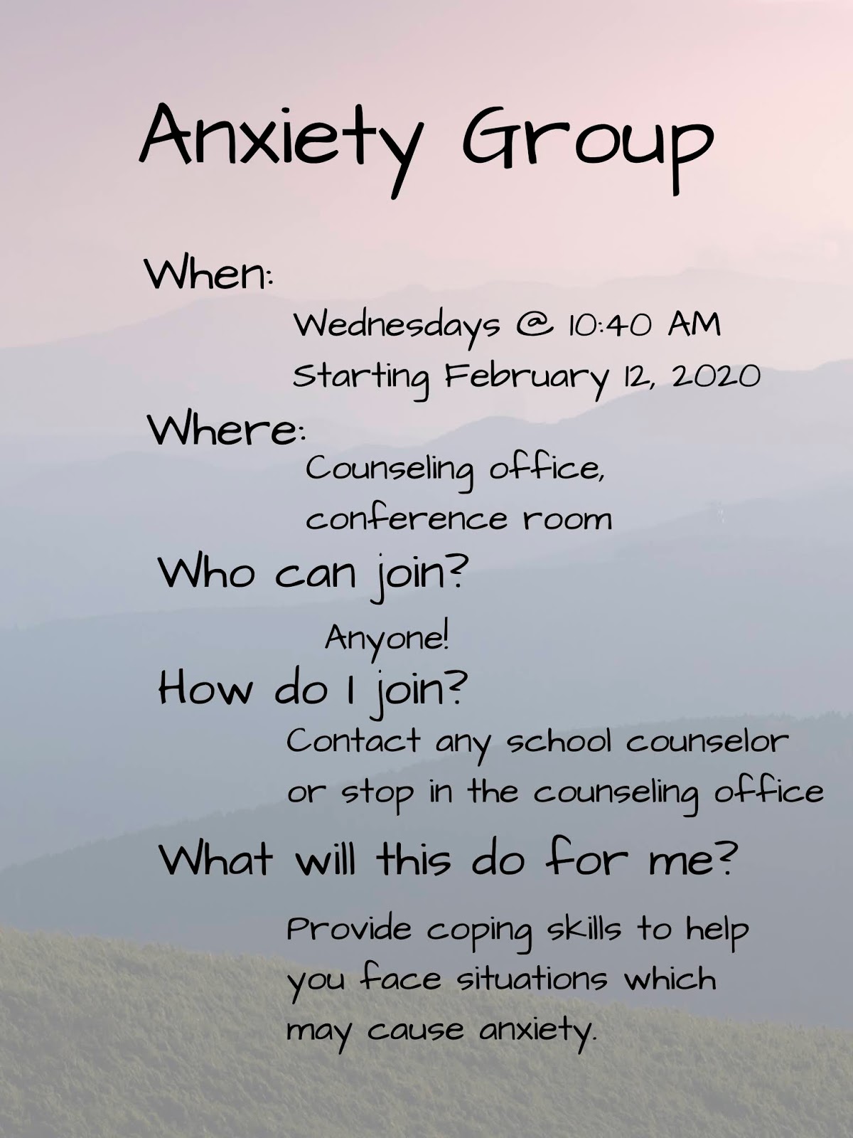 Anxiety Group - North Warren Regional School District