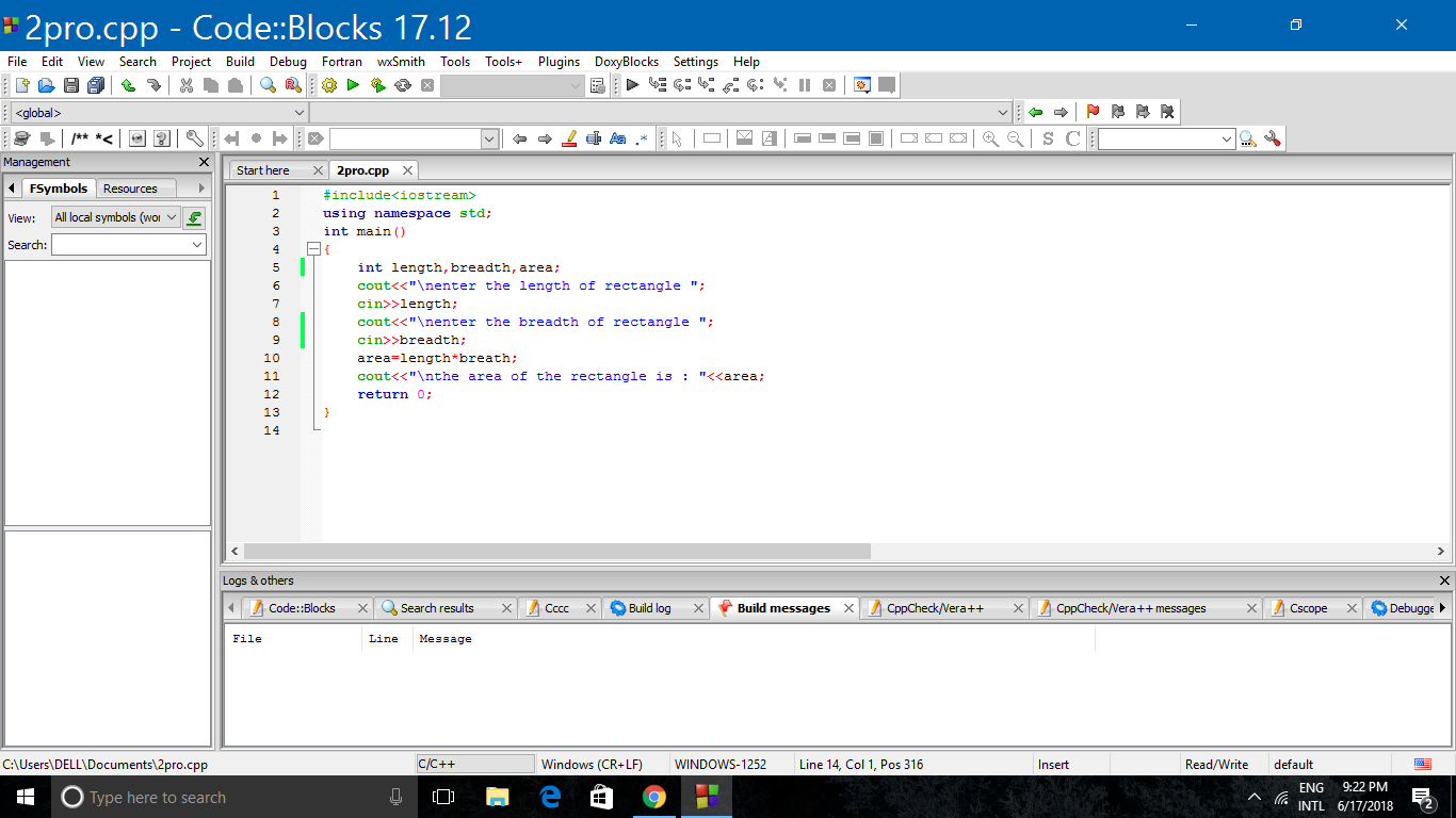 Easy C++ Program to find the area of a rectangle with output for ...