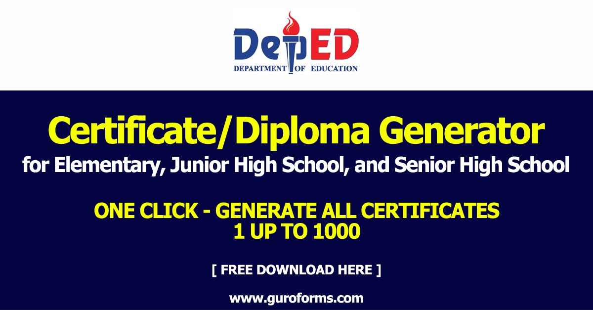 Certificate/Diploma Generator for Elementary, Junior High School, and ...