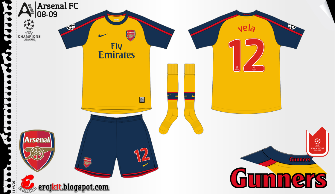 Kit Design, by eroj: 2008-09 Arsenal (Home e Away)