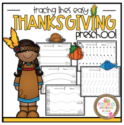 Thanksgiving Trace the Lines Easy ~ Preschool Printables