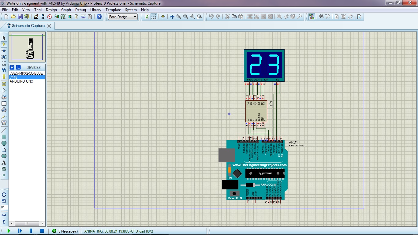 Write on 7-segment with 74LS48 by Arduino Uno