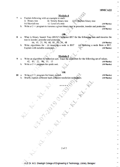 Visvesvaraya Technological University MCA. (CBCS) Second Semester ...