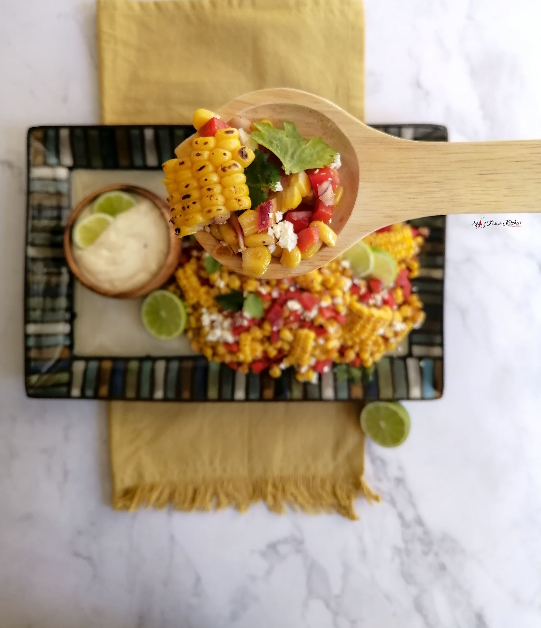 Mexican Corn Salad with Mexican Crema - Spicy Fusion Kitchen