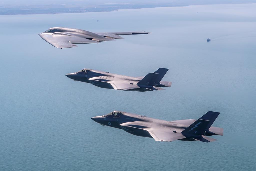 USAF B-2 bombers conduct landmark interoperability training with RAF F ...