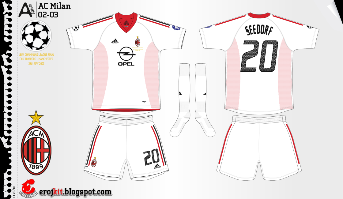 Kit Design, by eroj: 2002-03 AC Milan (Home e Away)