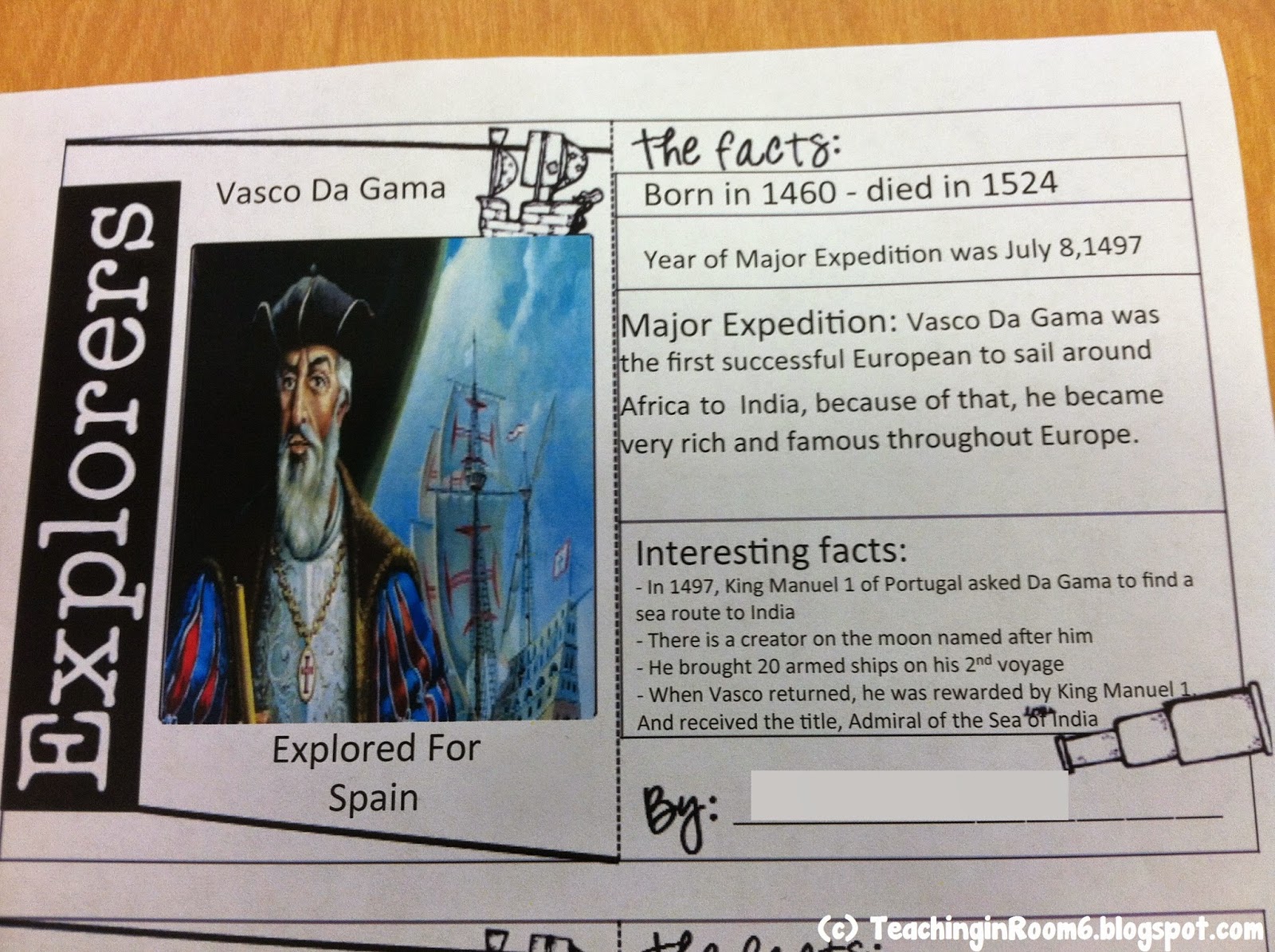 Explorer Trading Cards | Teaching in Room 6