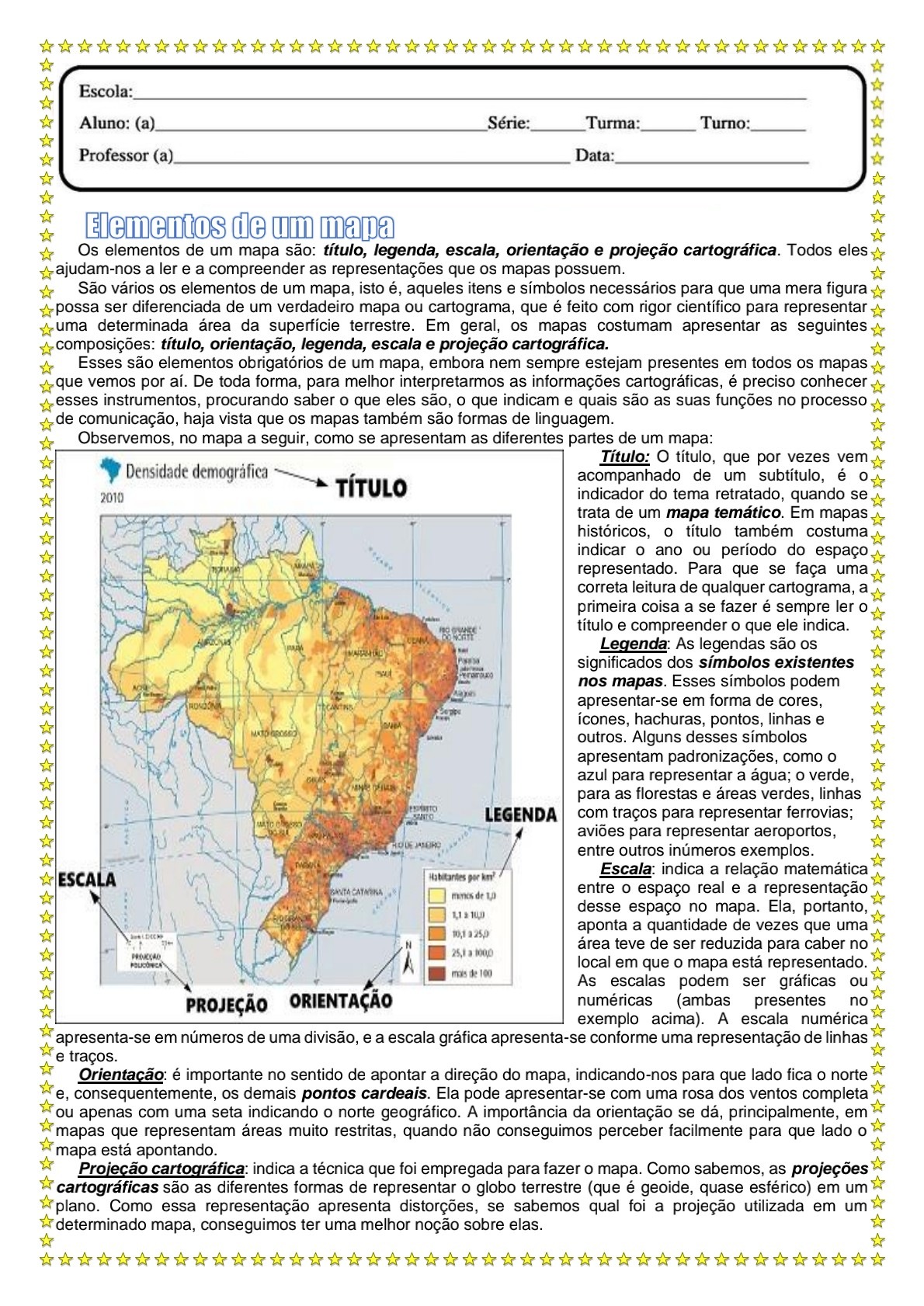 👍Geografia: elementos de um mapa Atividade de geografia para trabalhar ...