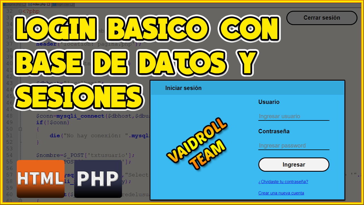 VaidrollTeam: LOGIN BÁSICO + REGISTRAR DATOS - HTML, PHP Y MYSQL ...