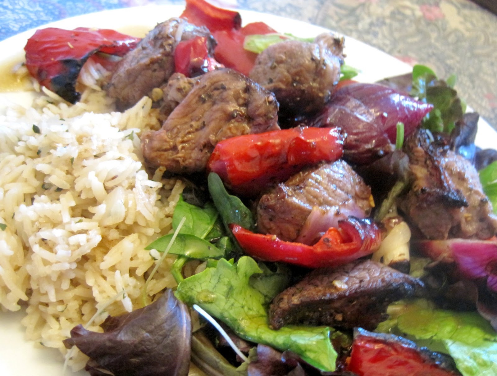 Lynne's Dinners : Lamb Kebabs with Pilaf rice - sometime last week ...