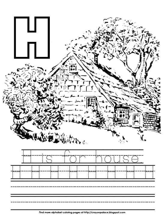 Crayon Palace: "H is for house" alphabet coloring page