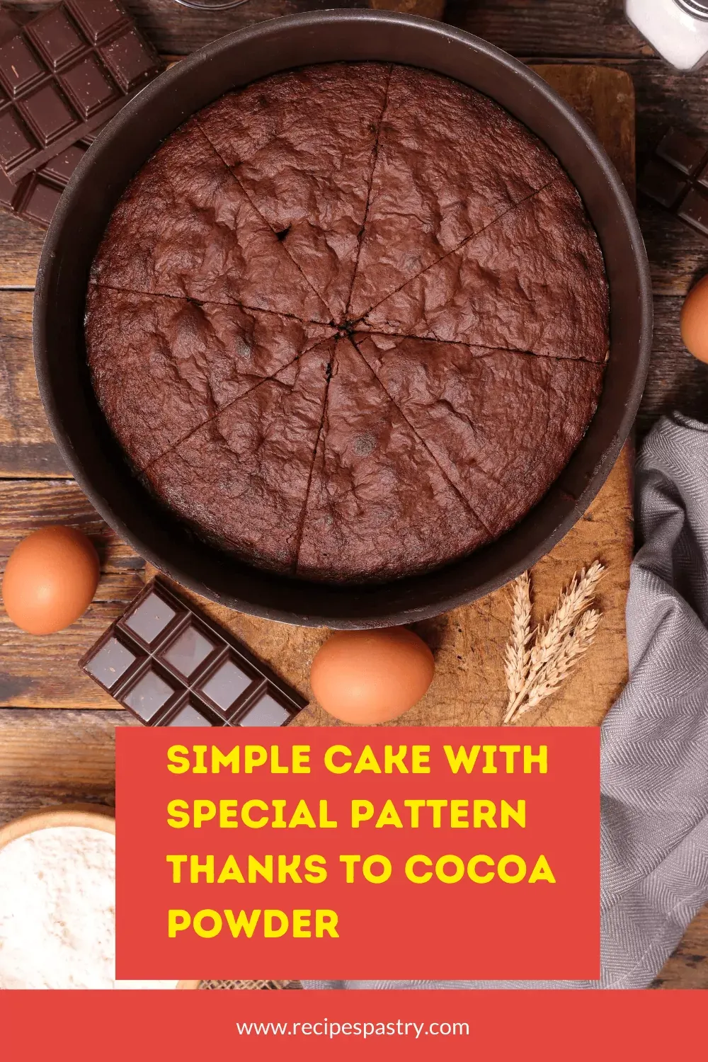 A simple cake with a special pattern thanks to cocoa powder