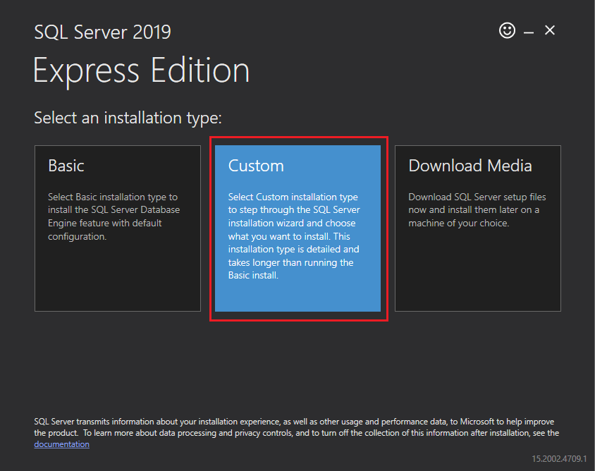1. ติดตั้ง Microsoft SQL Server Express 2019