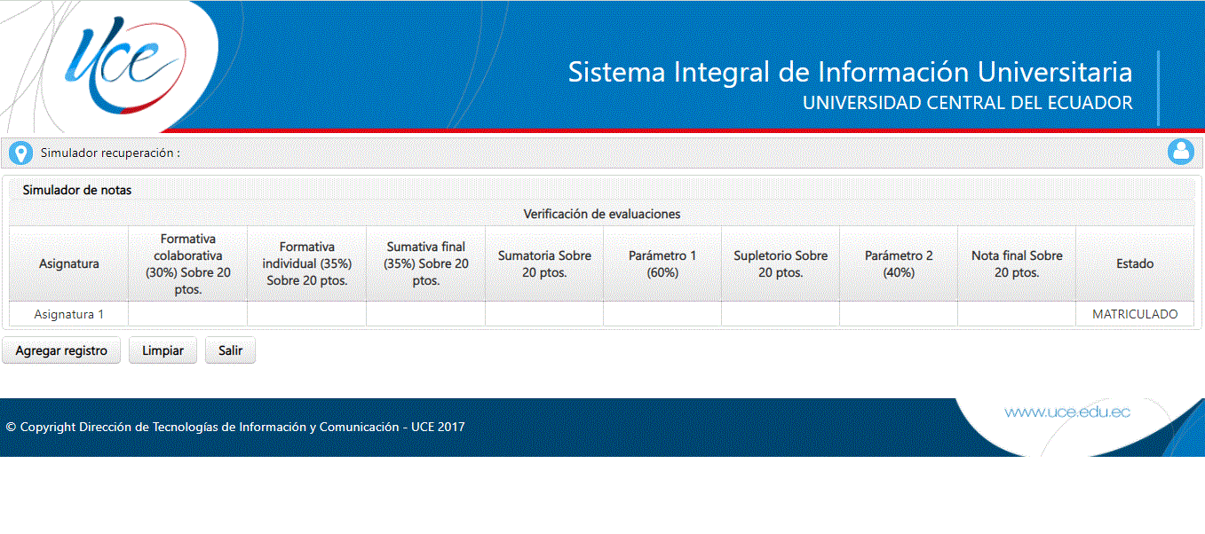 UCE-DTIC: SIIU Simulador de Notas, 2021/03/25