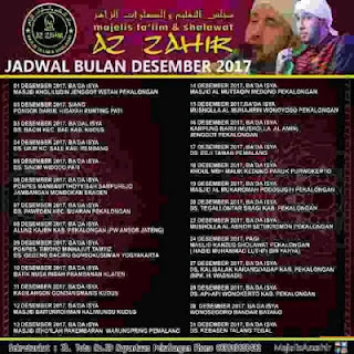 Jadwal Az-Zahir Bulan Desember 2017 Terbaru - Jadwal Habib Syech