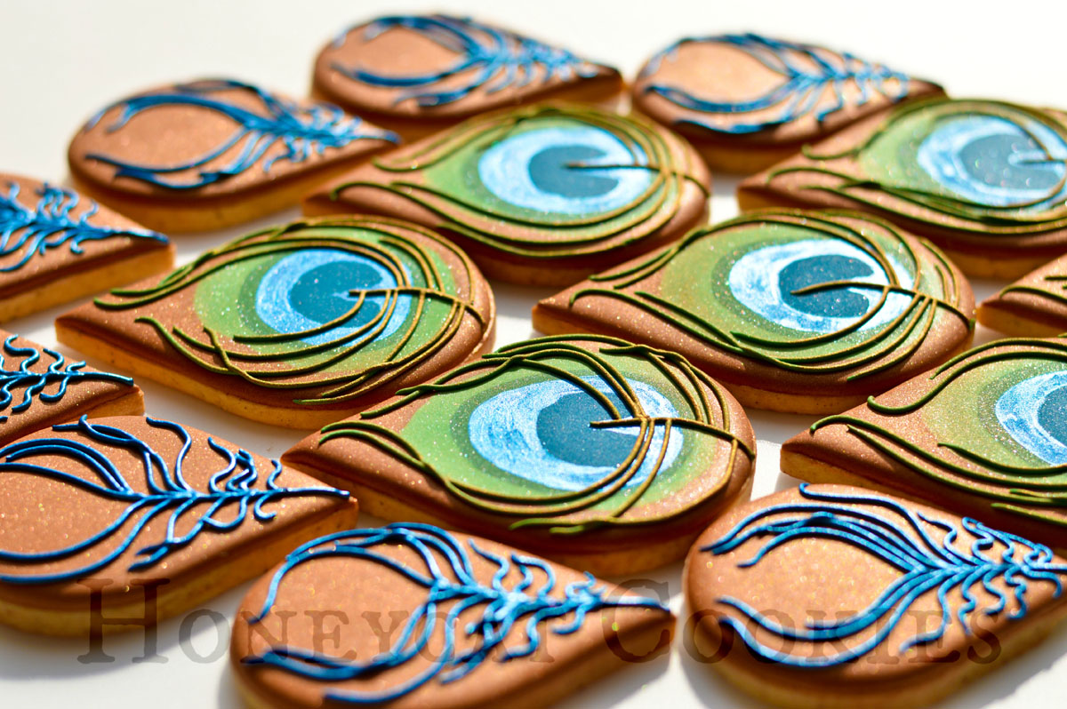 Honeycat Cookies: Peacock Feather Cookie Tutorial